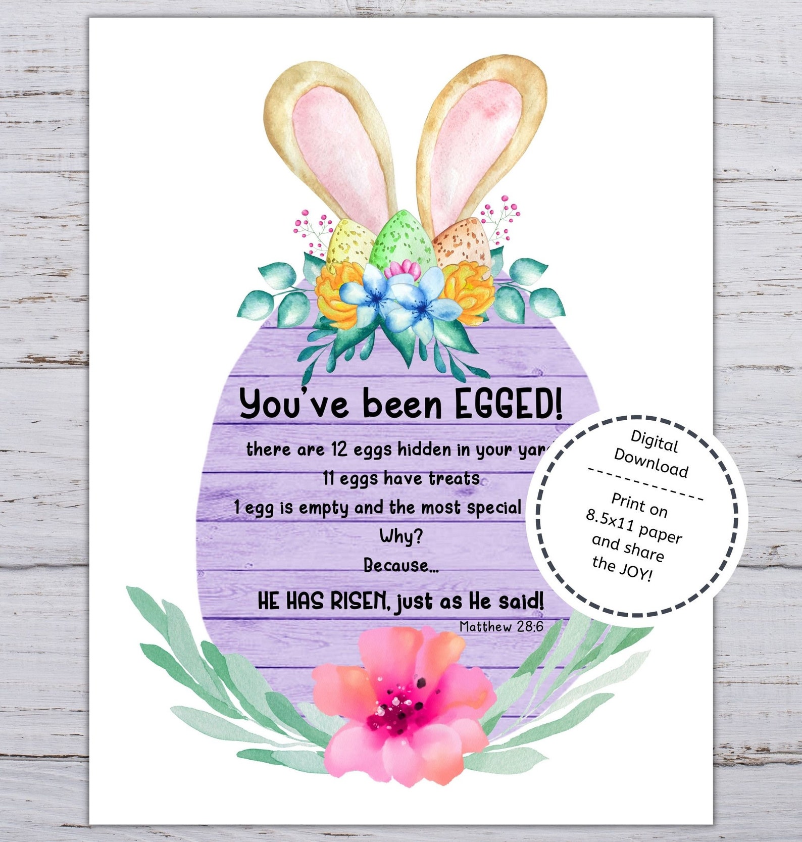 You've Been Egged, Christian Easter Sign, Matthew 28:6, Egged Sign ...