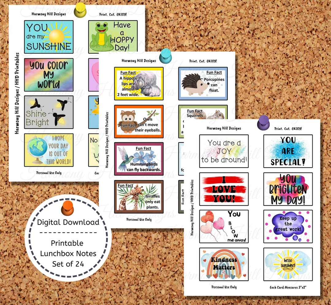 Lunchbox Notes, Test Encouragement, Cards for Kids, Fun Facts for Kids ...