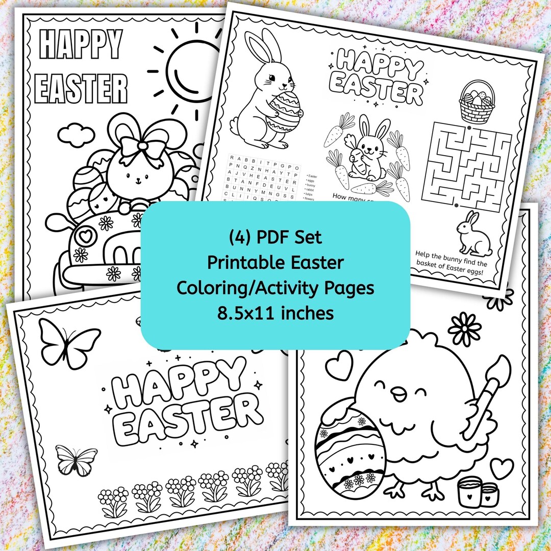 Easter Coloring and Activity Pages Set of 4, for Classroom, Sunday ...