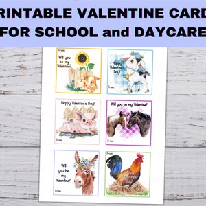 Farm Animal Valentine Cards, Printable Farm Animal Valentines ...