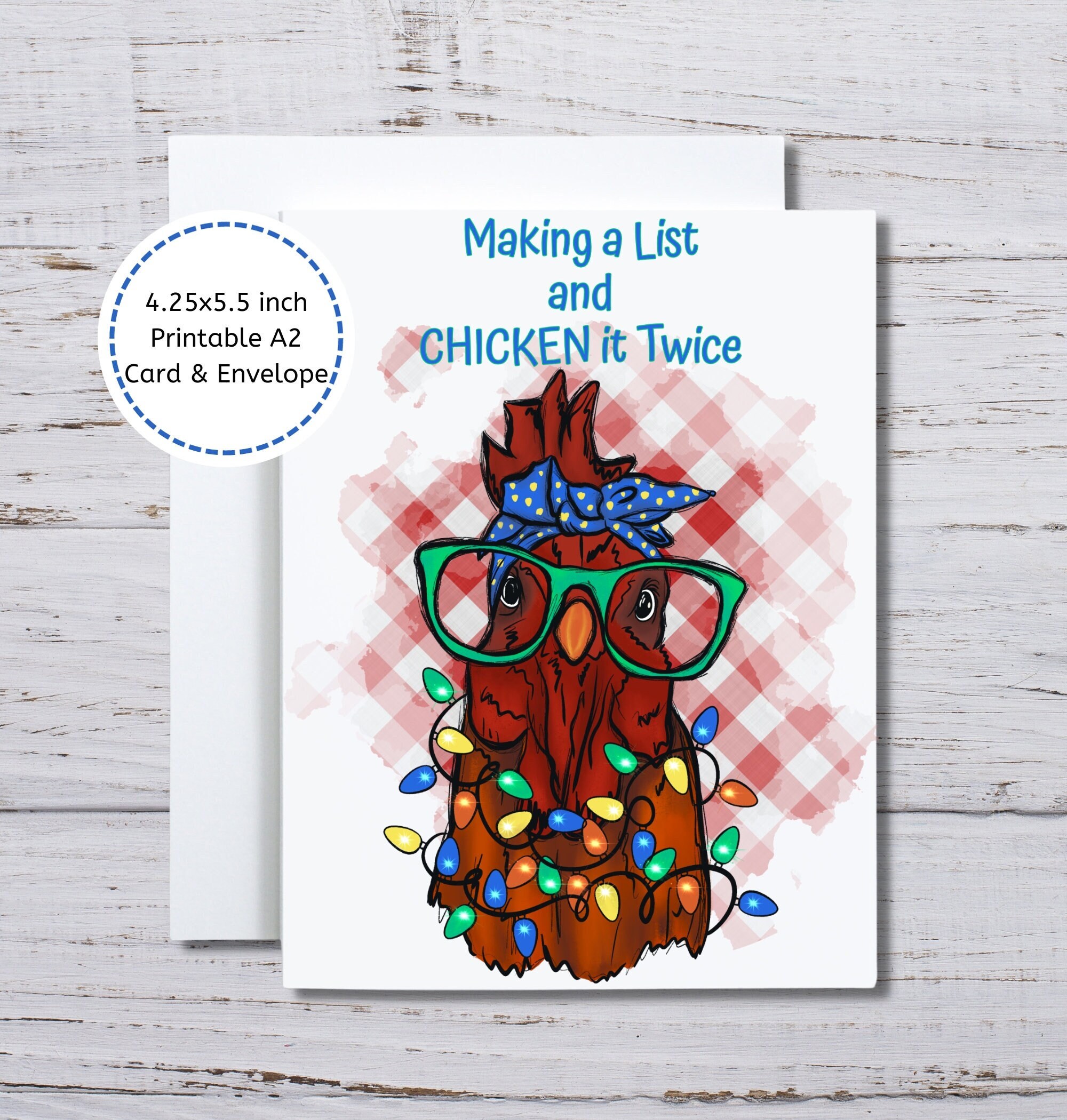 Chicken Christmas Card, Printable Christmas Card, Funny Chicken Card ...