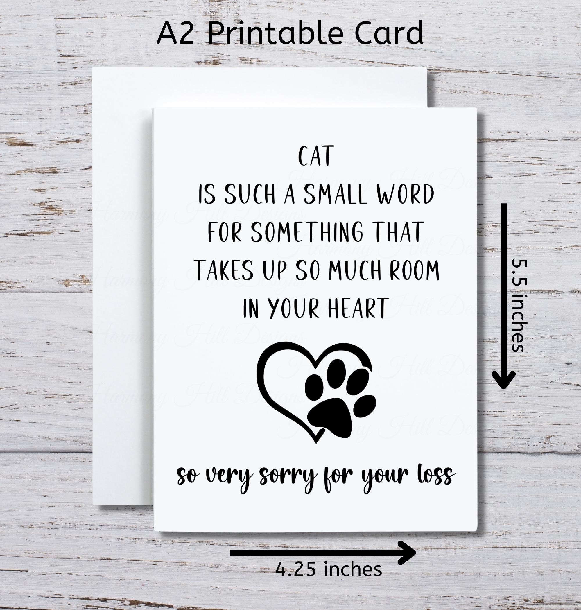 Cat Sympathy Card, Loss of Cat Card, Cat Sorry for Your Loss Printable ...