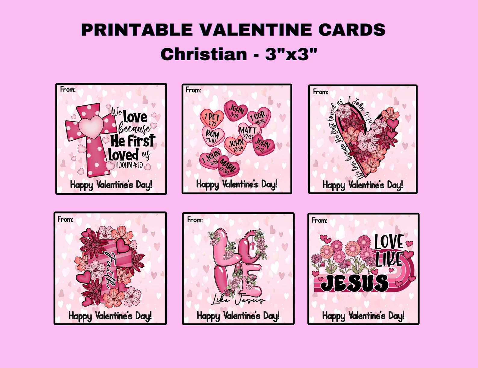 Christian Valentine Cards, Class Valentines, Bible Verse Cards ...