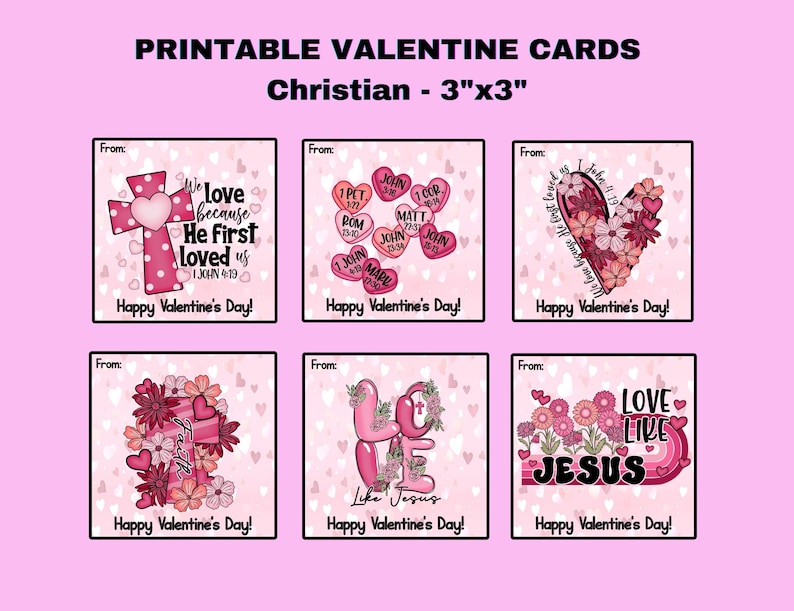Christian Valentine Cards, Class Valentines, Bible Verse Cards ...