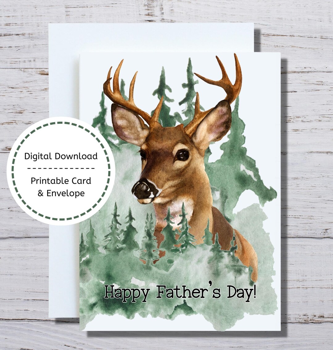Deer Hunter Fathers Day Card, Printable Fathers Day Card, Big Buck for ...