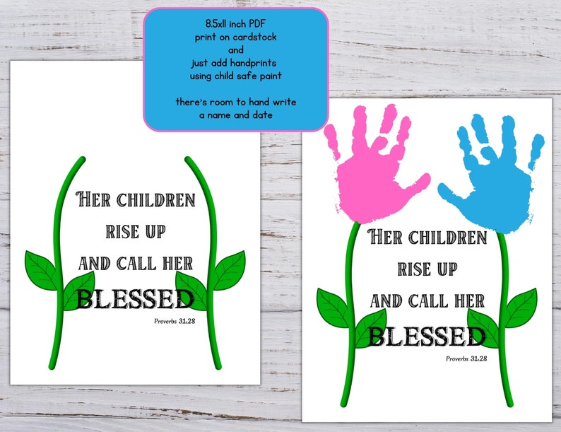 Mothers Day Handprint Art, Christian Mothers Day Gift, Her Children ...