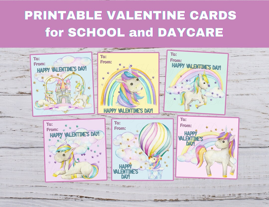 Unicorn Valentine Cards, Printable Unicorn Valentines for Class ...