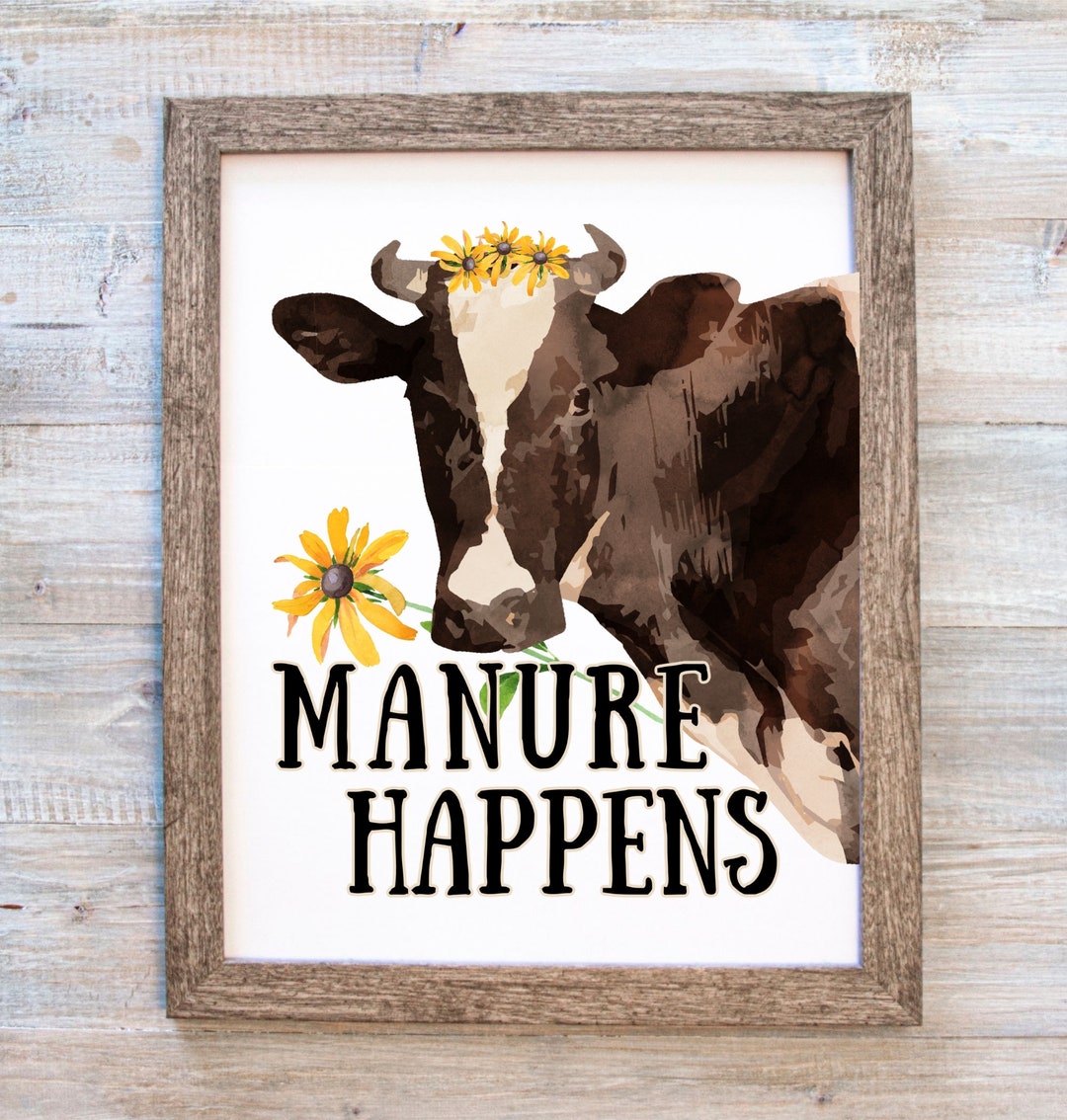 Cow Manure Happens Print, Cow Printable, Funny Cow Wall Art, Cow With ...