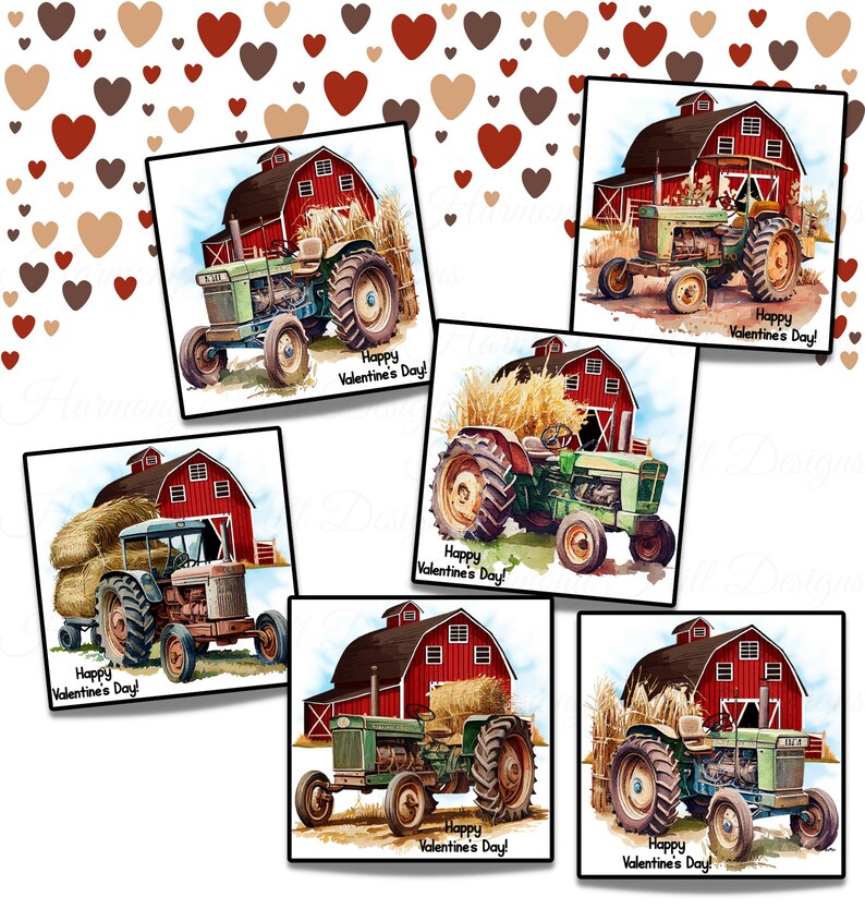 Tractor Valentines, Tractor Valentine Cards, Printable Valentine Cards ...