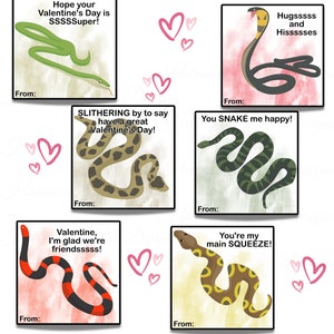 Snake Valentine Cards, Printable Snakes Valentines, Printable Valentine ...