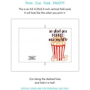 So Glad You Popped Into My Life, Popcorn Card, Love Card to Print ...