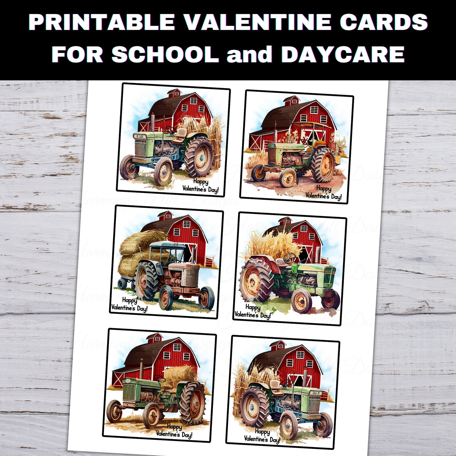 Tractor Valentines, Tractor Valentine Cards, Printable Valentine Cards ...