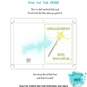 Funny Printable Birthday Card, Abracadabra Magic Wand Printable Card ...