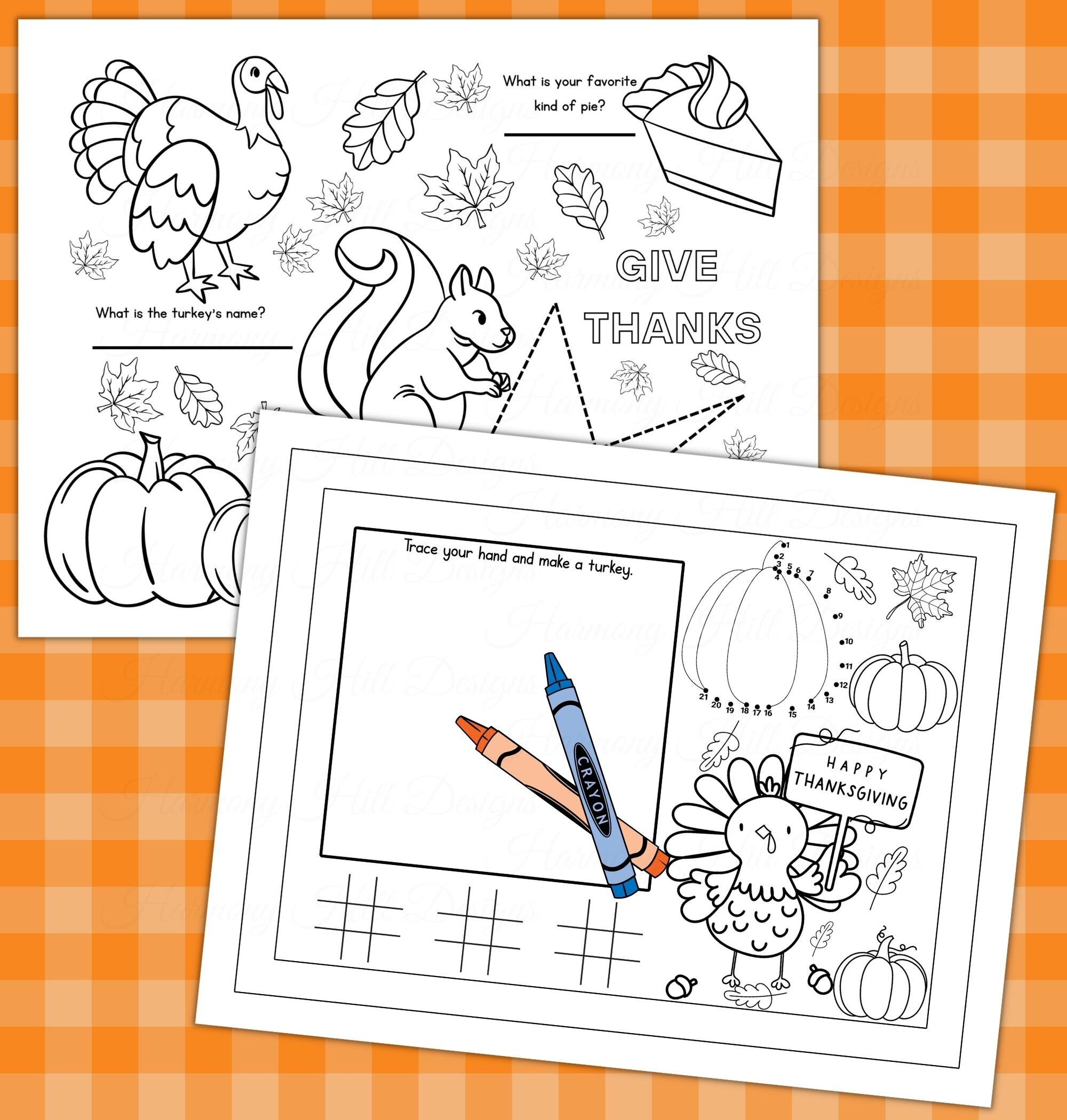 Printable Thanksgiving Placemat, Thanksgiving Coloring Page ...