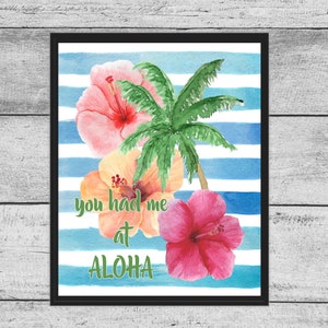 Aloha Printable, Aloha Print, Hibiscus Printable, Palm Tree Wall Art ...