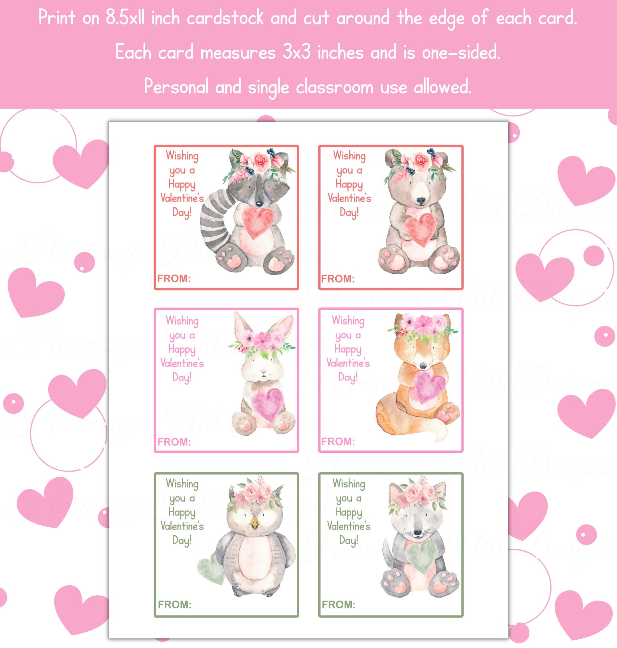 Baby Animal Valentines Printable Baby Animal Valentines - Etsy