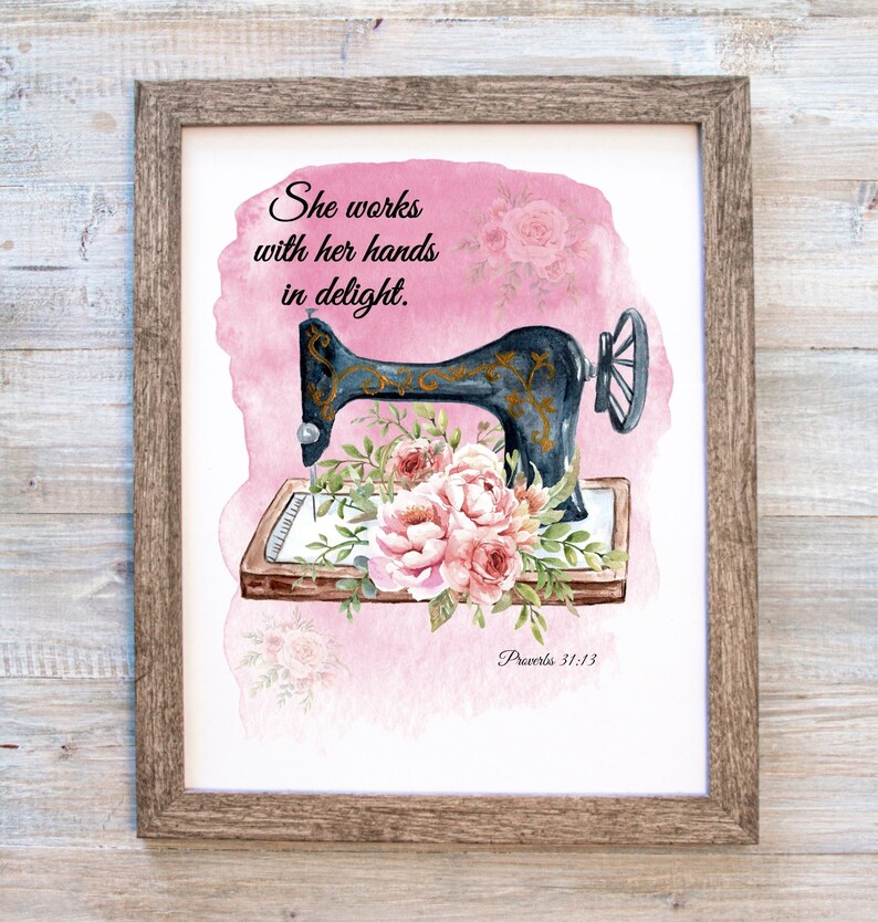 Sewing Printable, Sewing Machine Print, Proverbs 31:13 Printable ...
