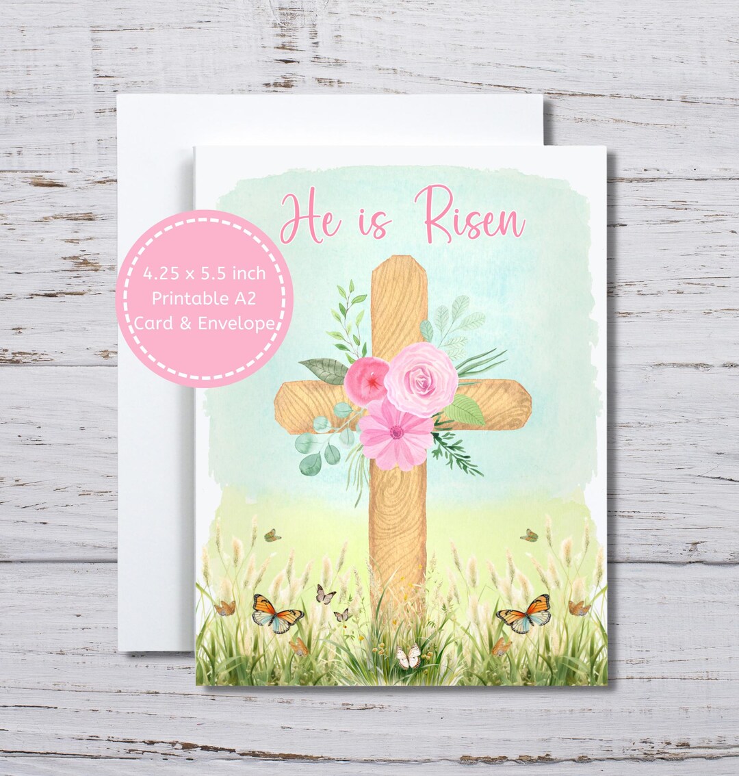 He is Risen Card, Printable Easter Card, Christian Easter Card to Print ...