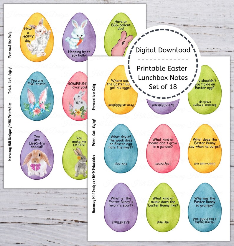 Easter Lunchbox Jokes, Printable Lunchbox Notes, Cards for Kids, Lunch ...