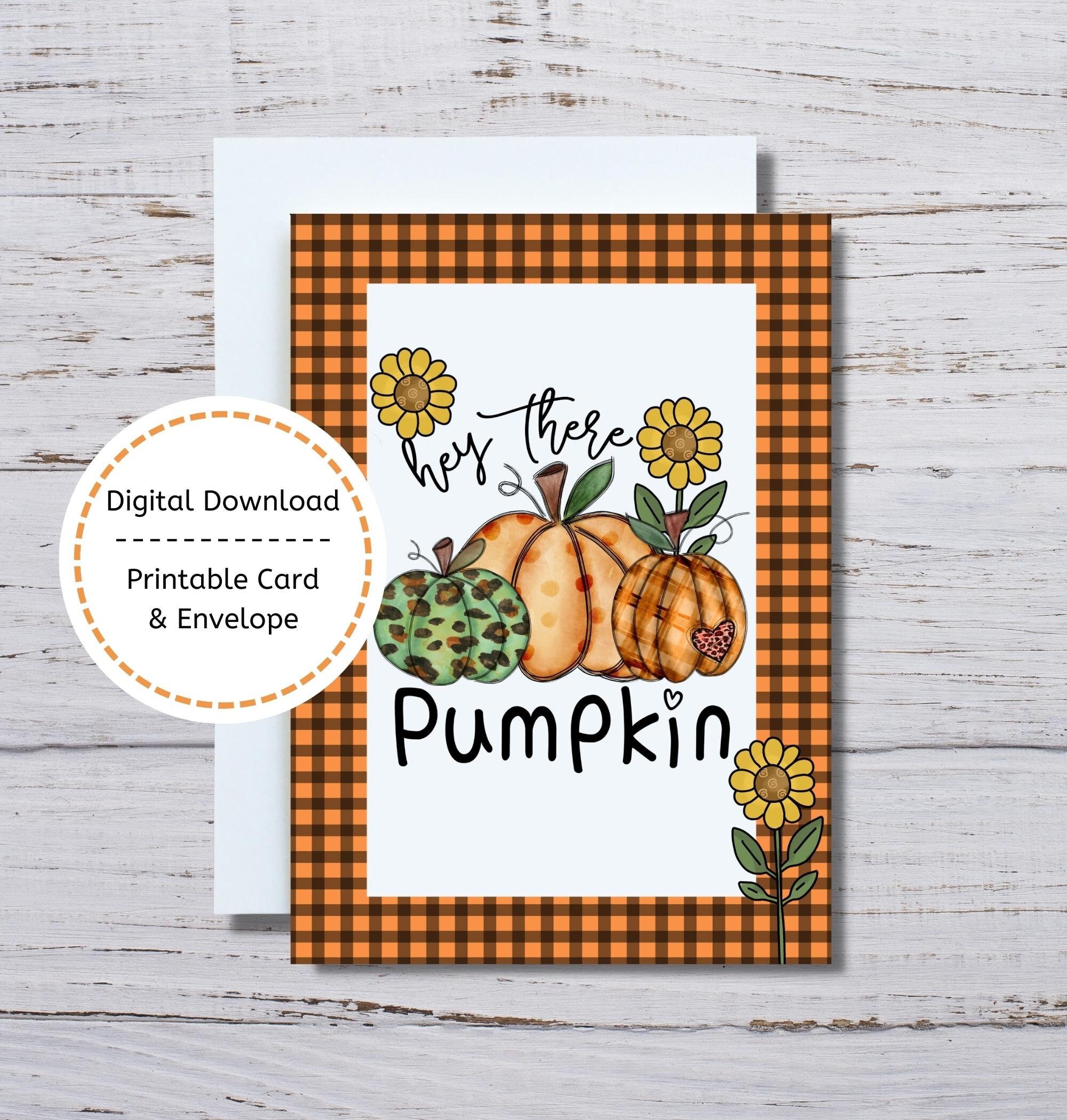 Hey There Pumpkin Card Fall Printable Card Thanksgiving - Etsy