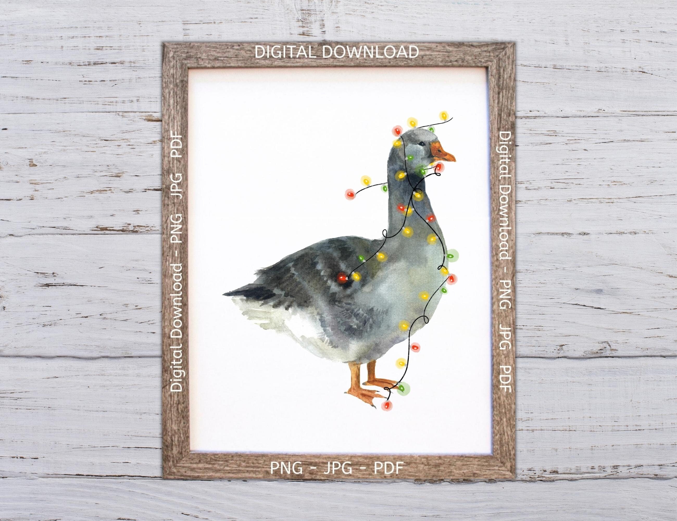 Christmas Goose Decor, Goose PNG, Christmas Goose Printable, Goose Wall ...