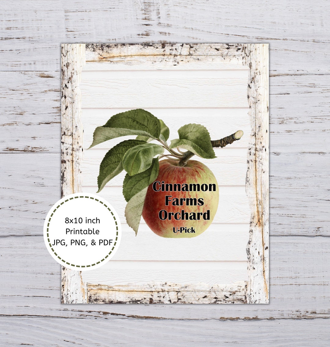 Apple Printable Wall Art, Apple Wall Decor, Fall Rustic Sign, Apple ...