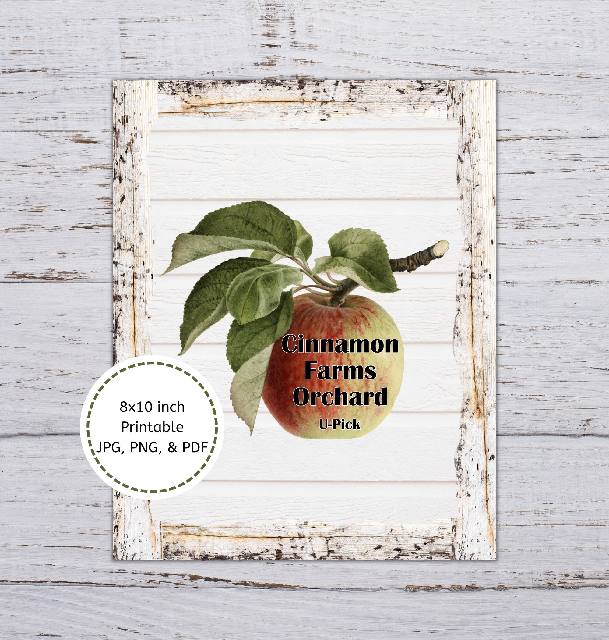 Apple Printable Wall Art, Apple Wall Decor, Fall Rustic Sign, Apple ...