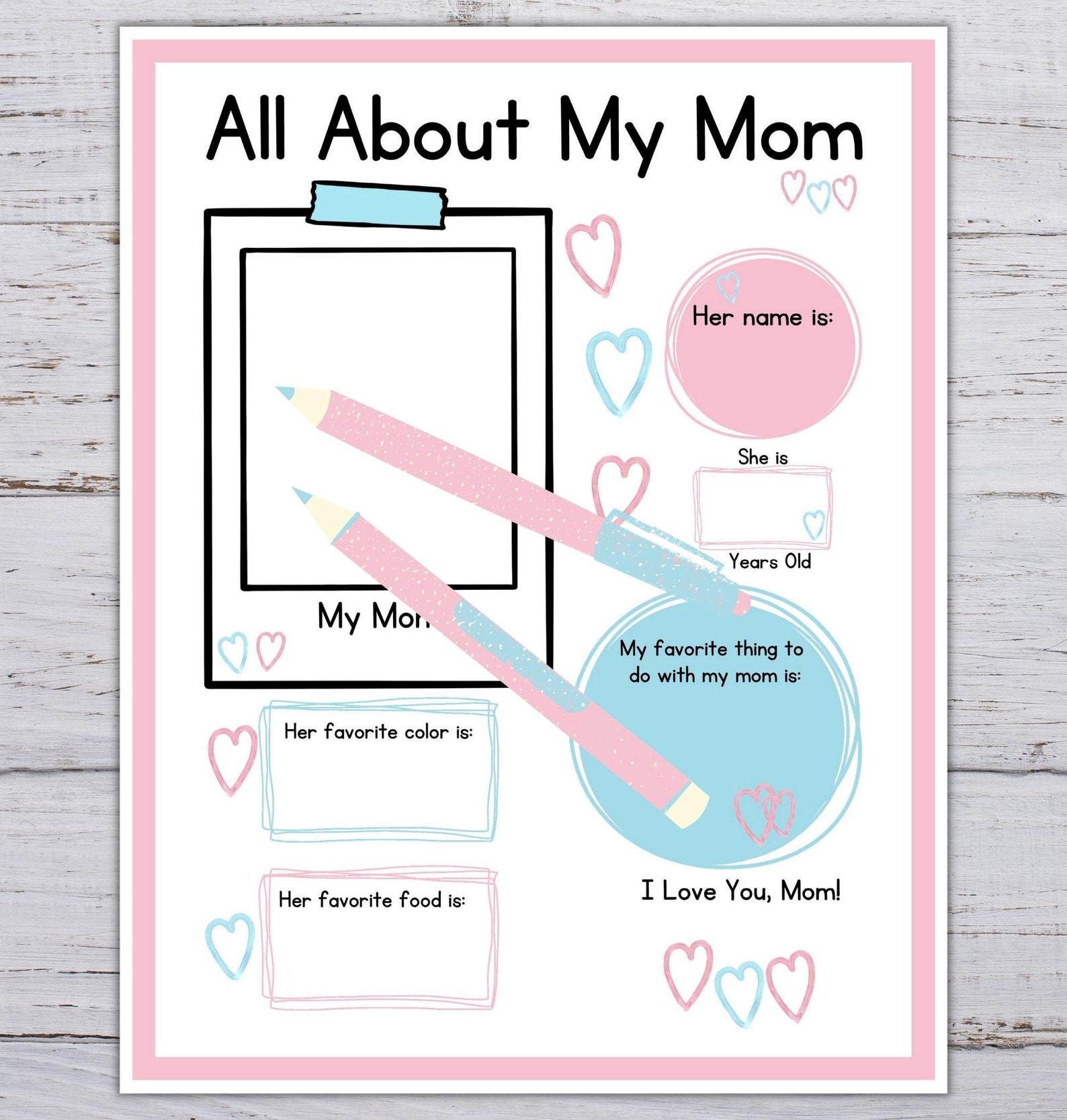 All About My Mom Printable, Mothers Day Printable, All About Mom From ...