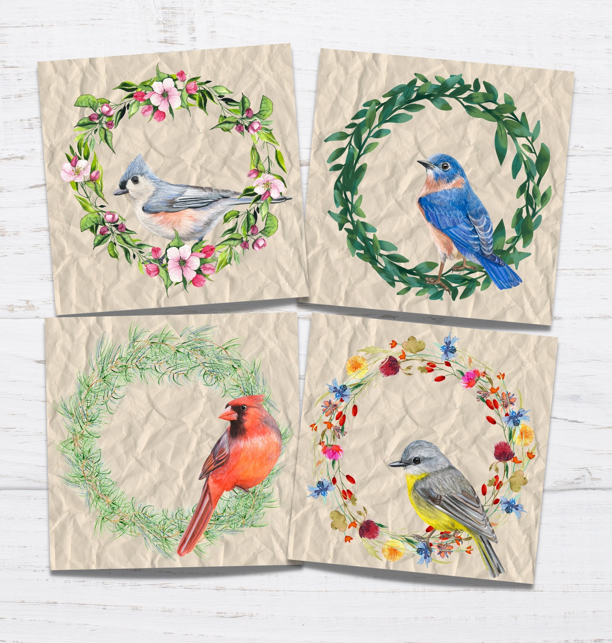 Birds Collage, Printable Birds Clipart, Birds Design, Bird Coaster ...