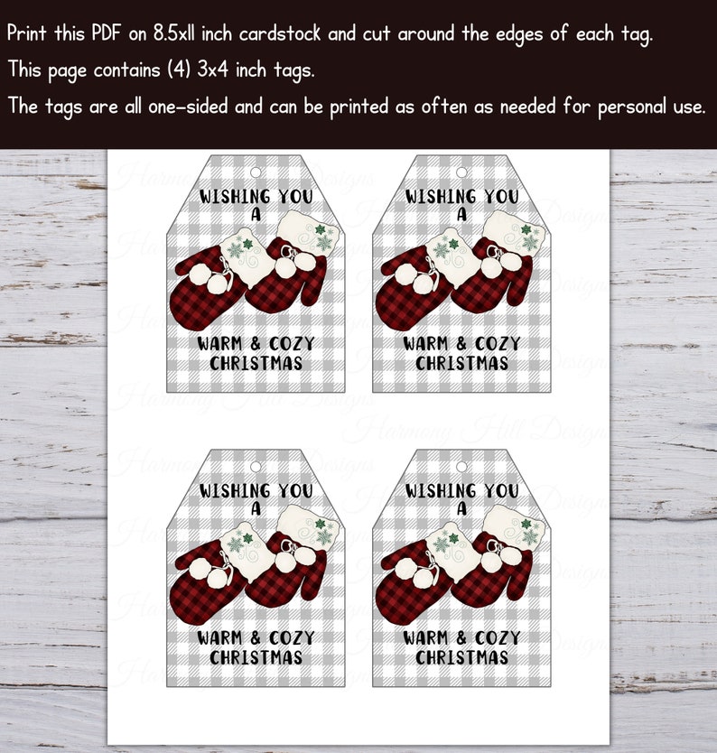 Wishing You a Warm and Cozy Christmas Gift Tags, Printable Christmas ...