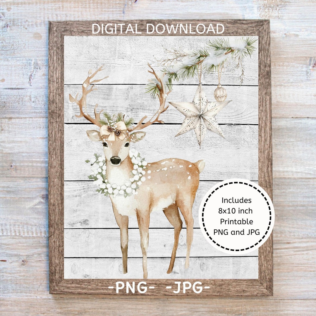 Buck Deer Printable, Deer Sign, Cabincore Wall Art, Rustic Decor ...