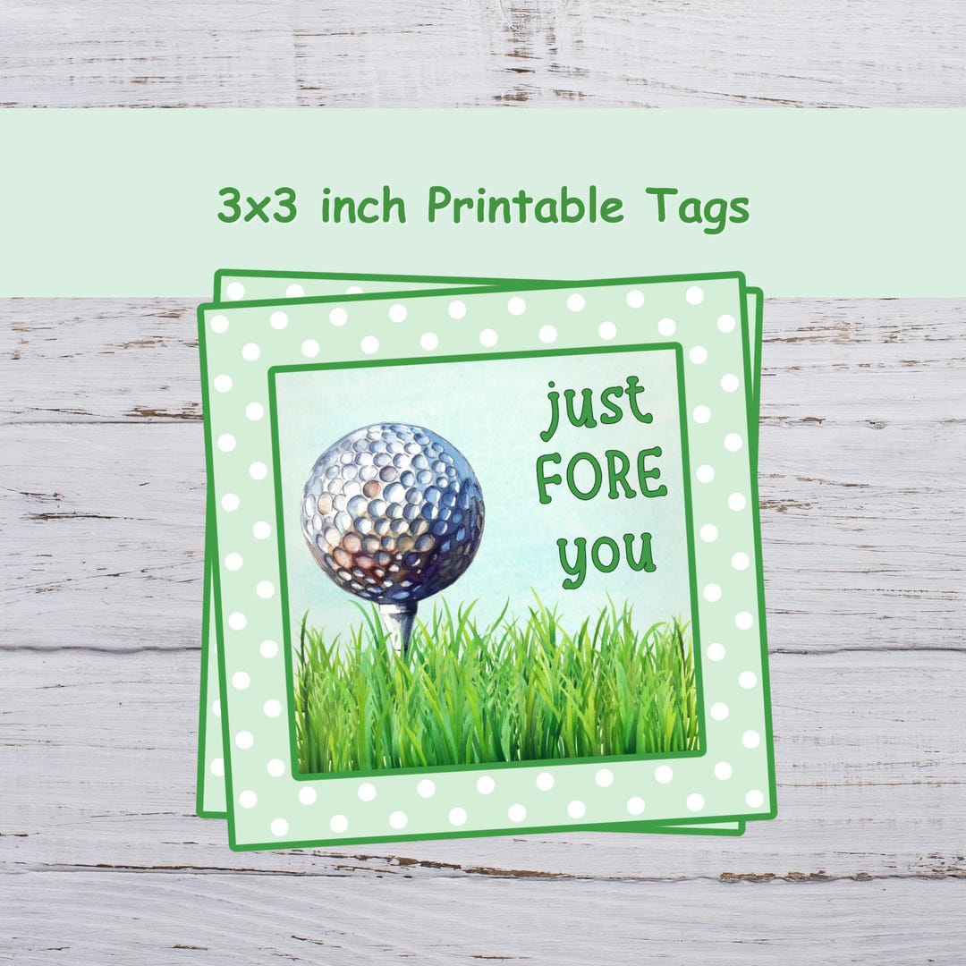 Golf Theme Tags, Printable Golf Tags, Just FORE You, Gift Tags For ...