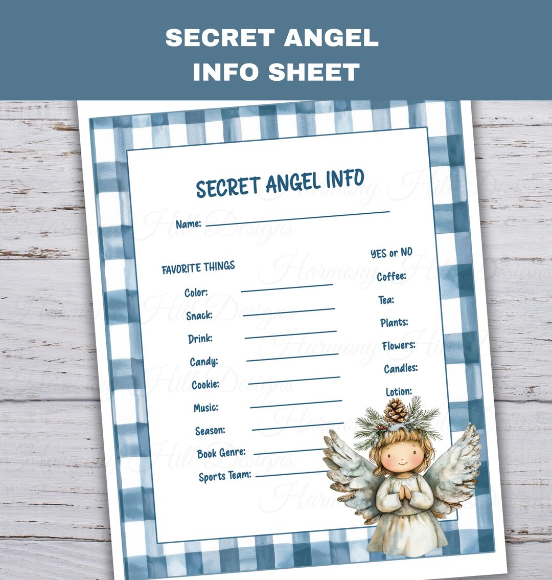 Secret Angel, Questionnaire, Info Sheet, Ladies Group, Women's Ministry ...