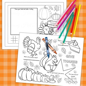 Printable Thanksgiving Placemat, Thanksgiving Coloring Page ...