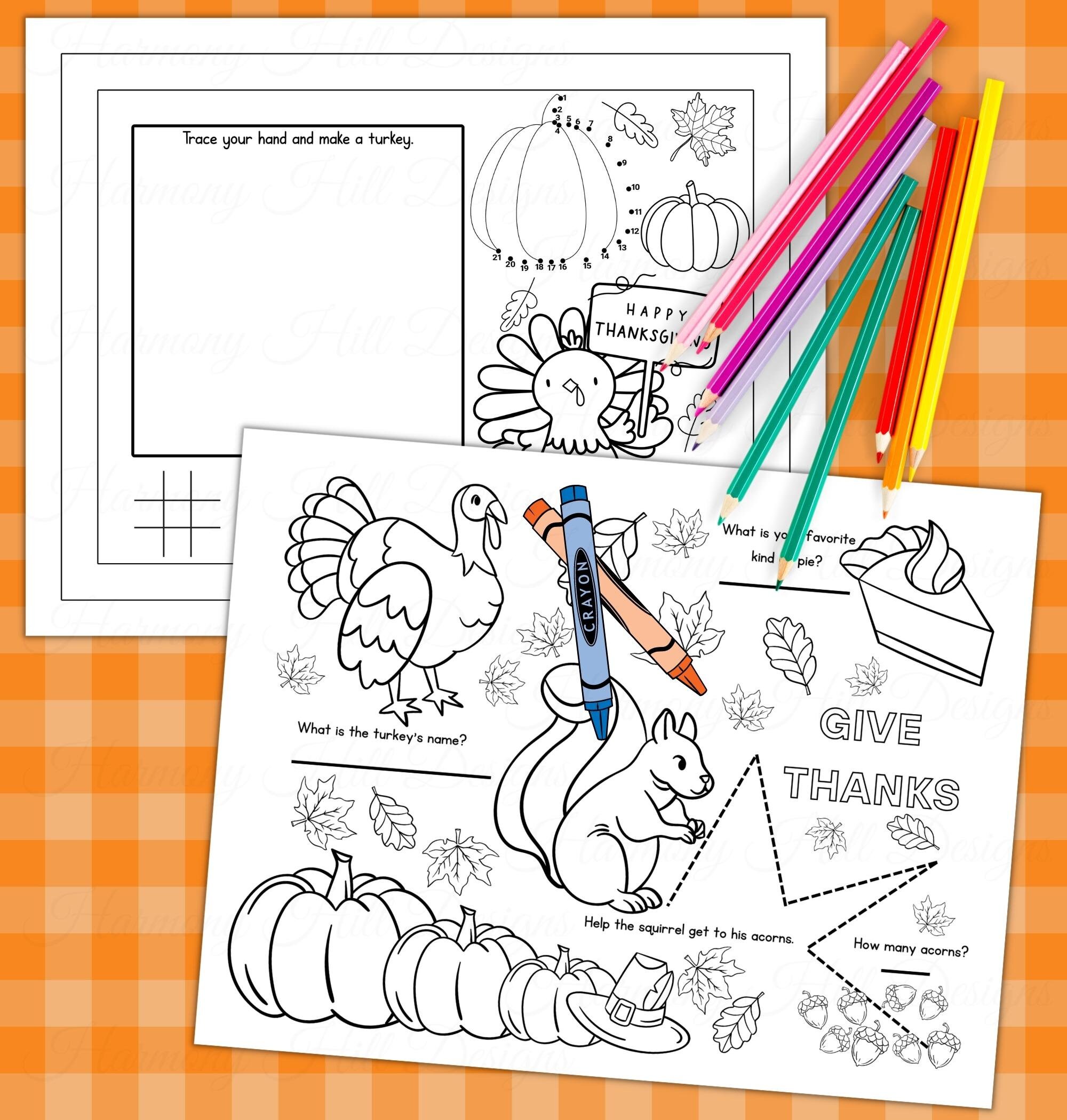 Printable Thanksgiving Placemat, Thanksgiving Coloring Page ...