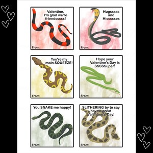Snake Valentine Cards, Printable Snakes Valentines, Printable Valentine ...