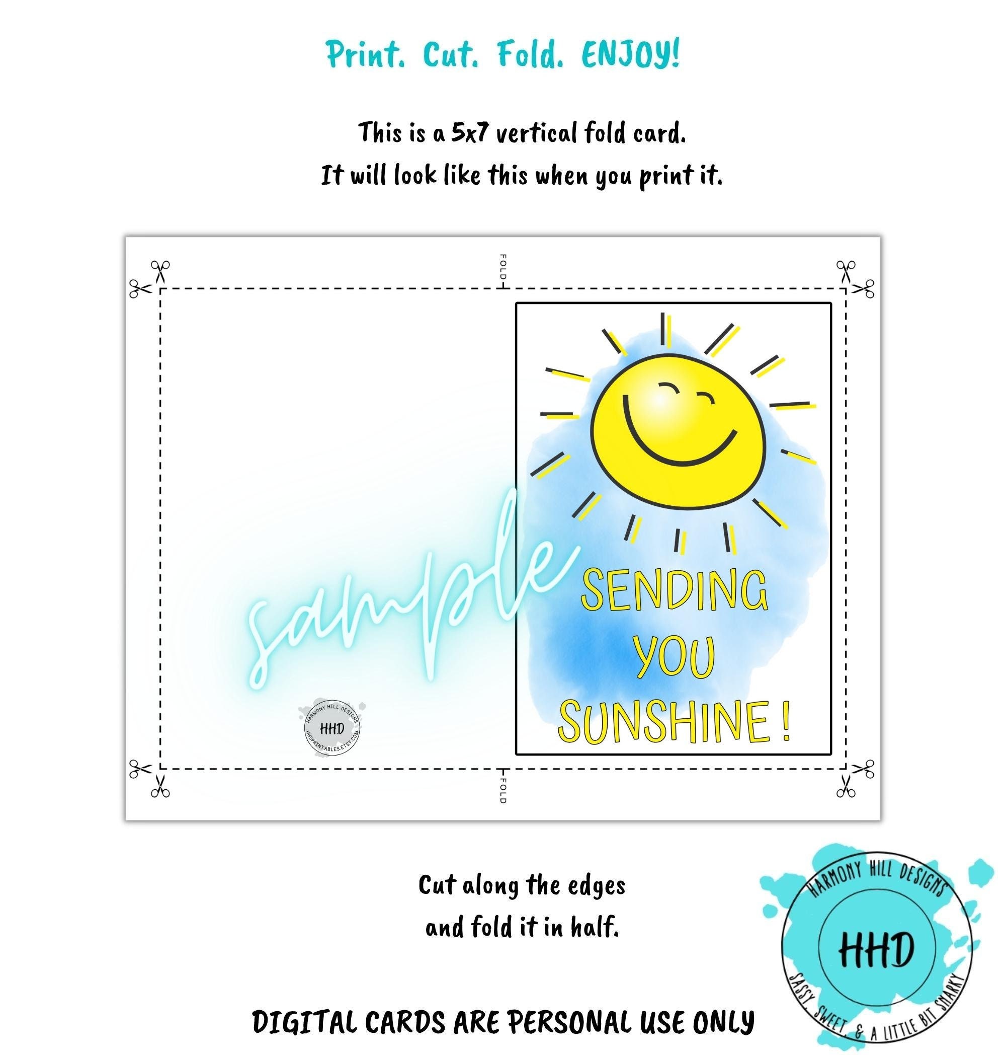 Sending You Sunshine Card, Printable Sunshine Card, Sending You ...