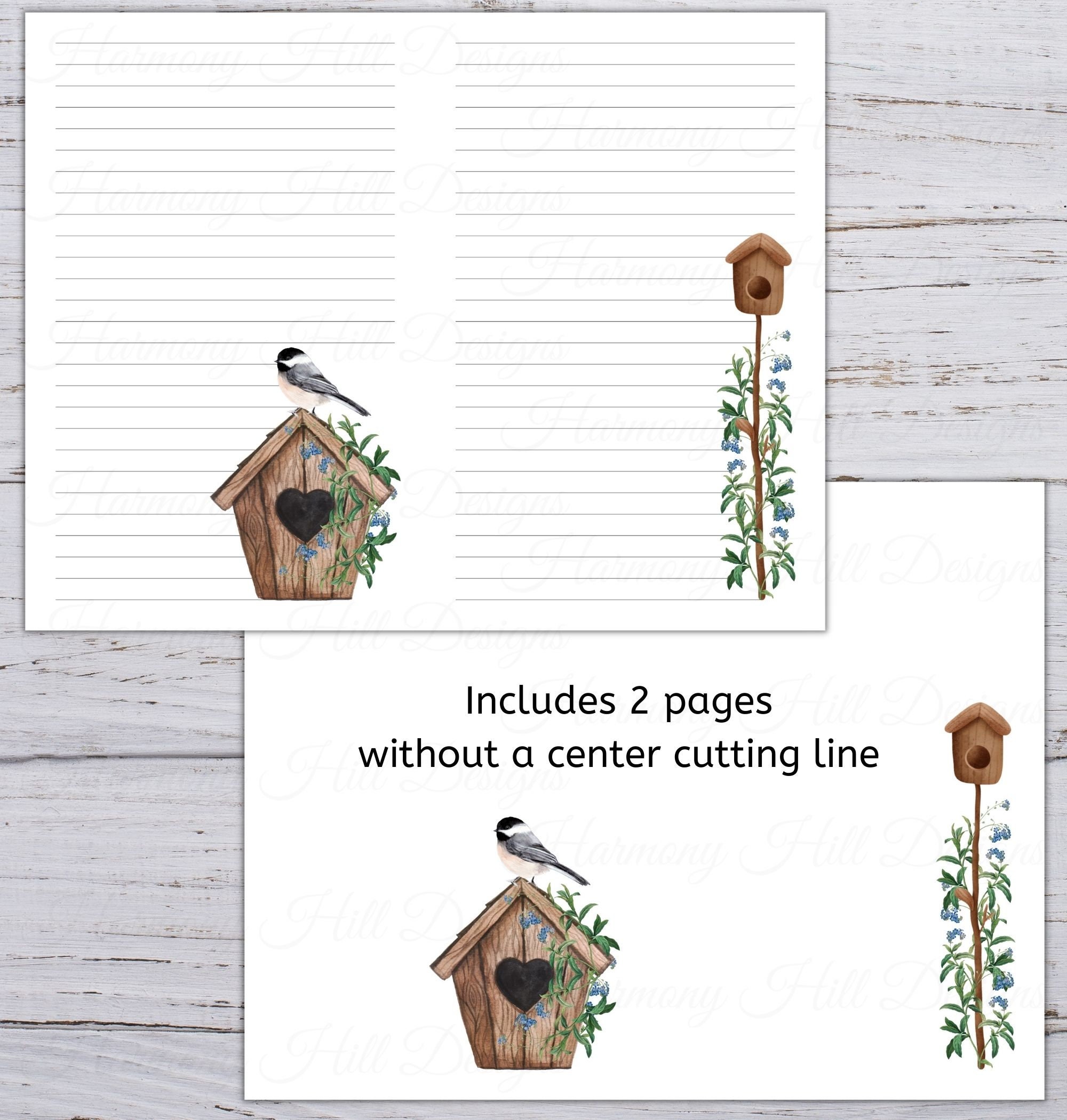 Printable Stationery, Bird Stationery, Birdhouse Stationery, Letter ...