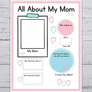 All About My Mom Printable, Mothers Day Printable, All About Mom From ...
