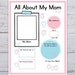 All About My Mom Printable, Mothers Day Printable, All About Mom From ...