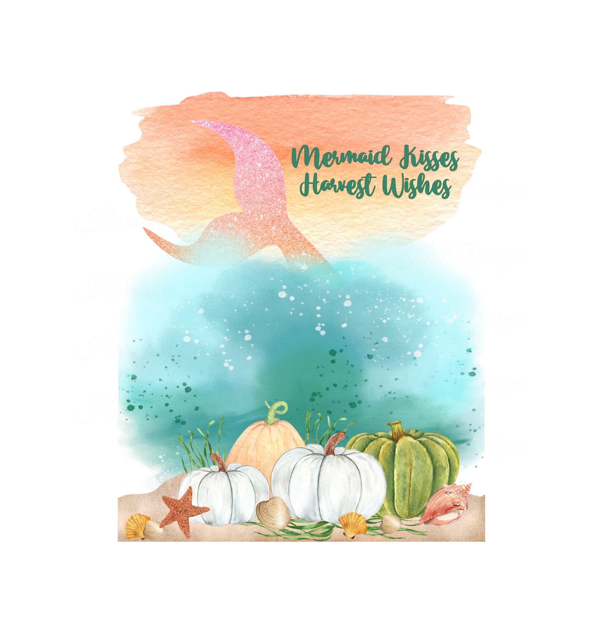 Mermaid Kisses Mermaid Printable Wall Art Fall Mermaid Wall - Etsy
