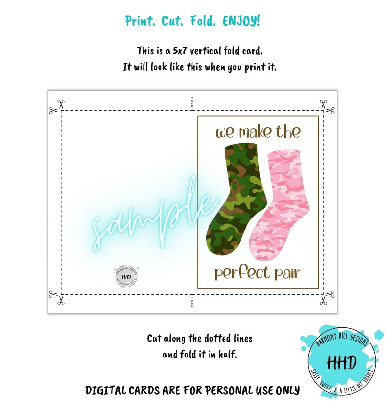 We Make the Perfect Pair Card, Camo Socks Card, Perfect Pair Card to ...