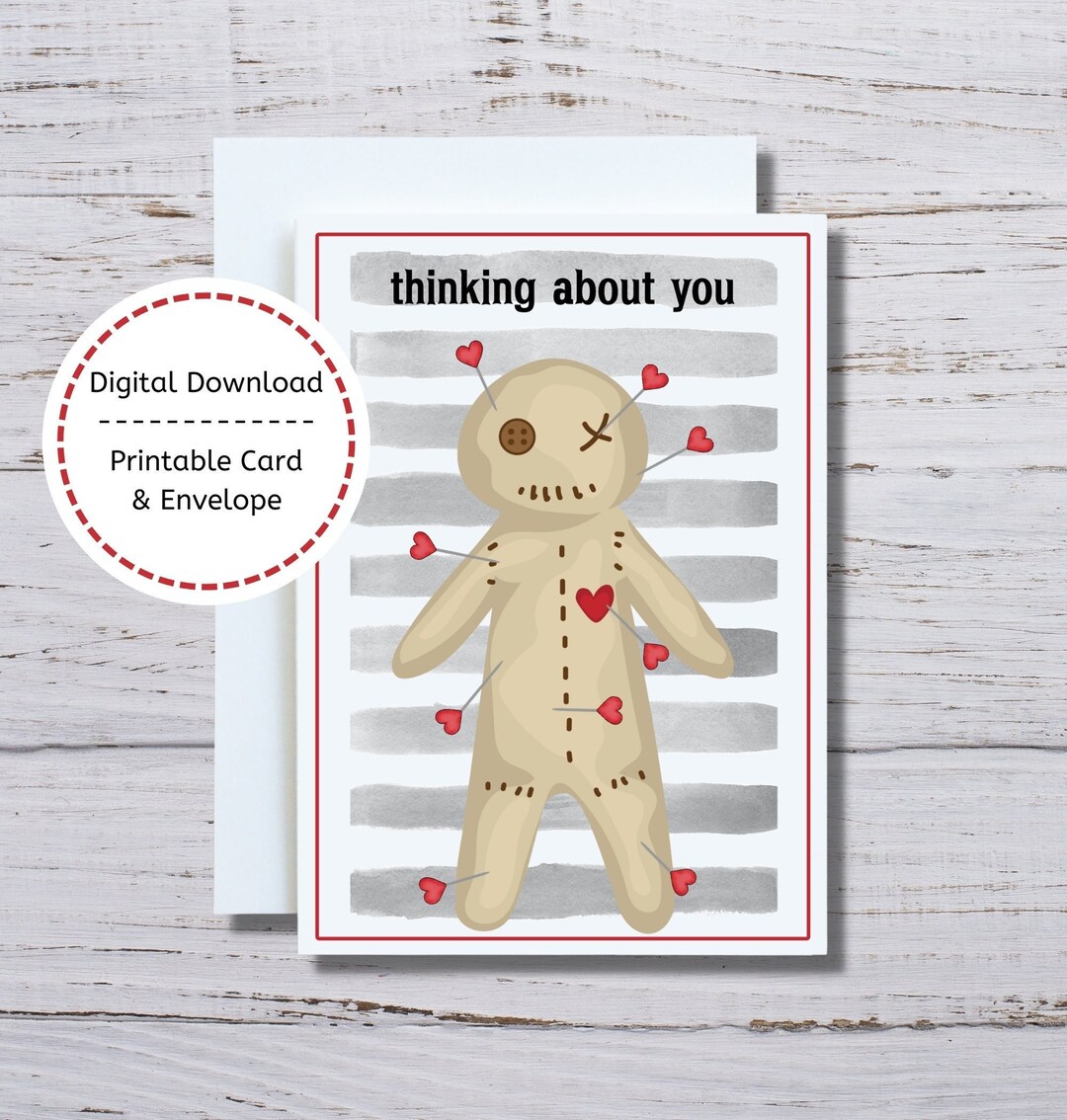 Funny Thinking About You Card, Printable Voodoo Valentine Card, Doll ...