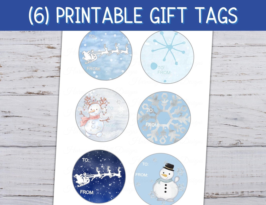 Santa Gift Tags, Snowflakes Gift Tags, Snowman Gift Tags, Printable ...