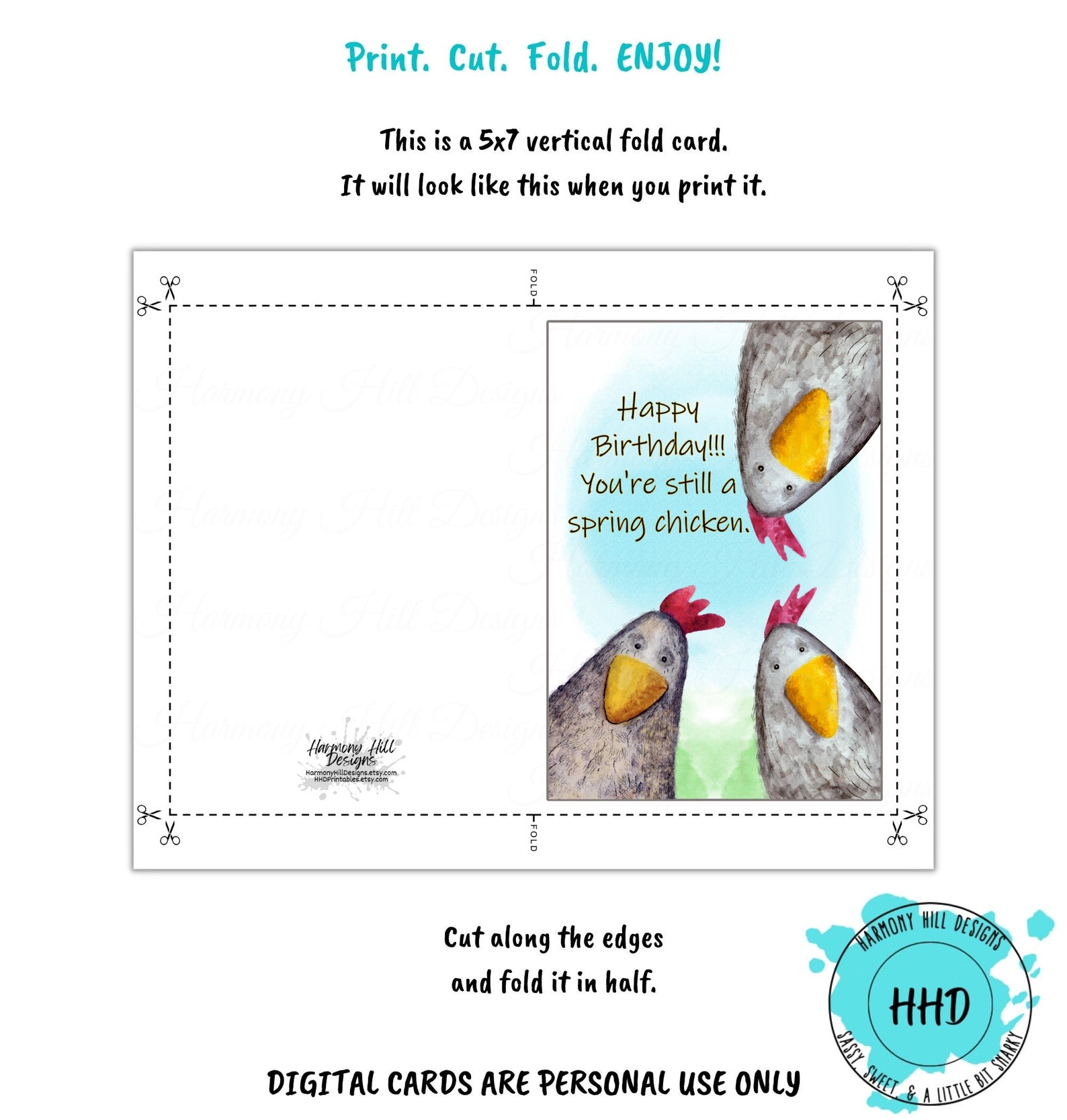 Chicken Birthday Card, Spring Chicken Card, Pun Birthday Card, Funny ...