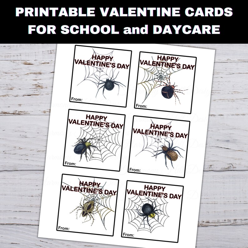 Spiders Valentine Cards, Printable Spiders Valentines, Printable ...