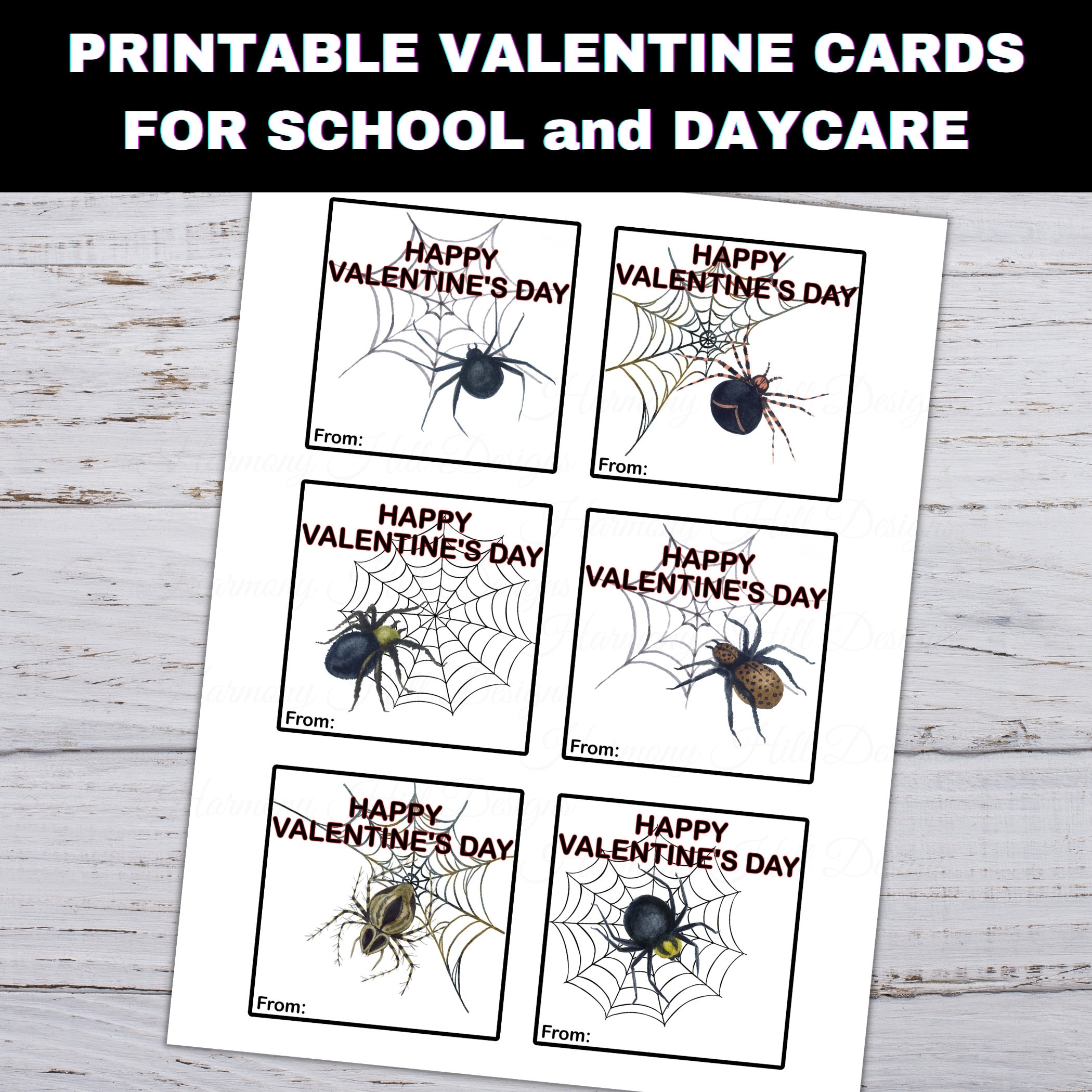 Spiders Valentine Cards, Printable Spiders Valentines, Printable ...