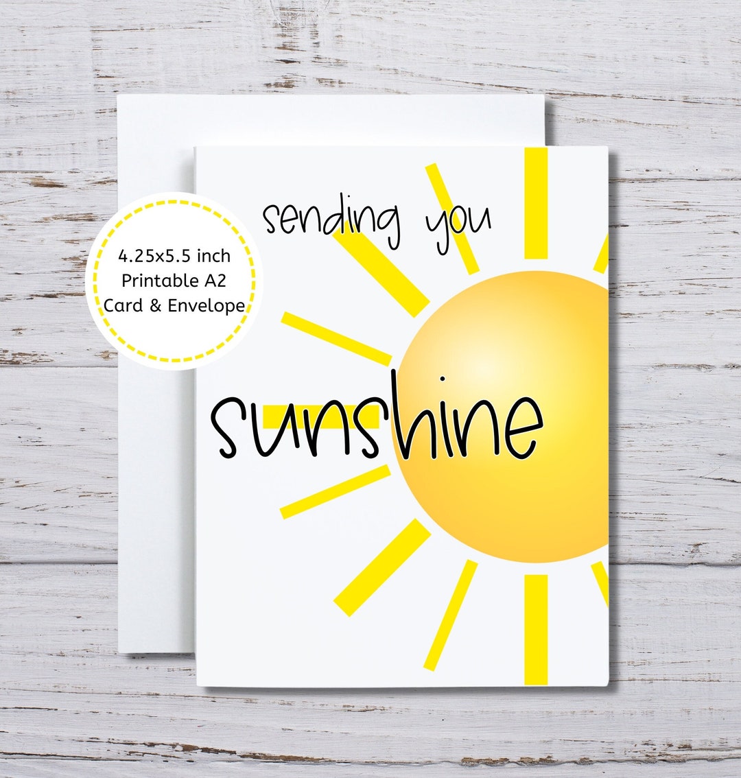 Sunshine Card, Sending You Sunshine, Encouragement Card For, for Her ...