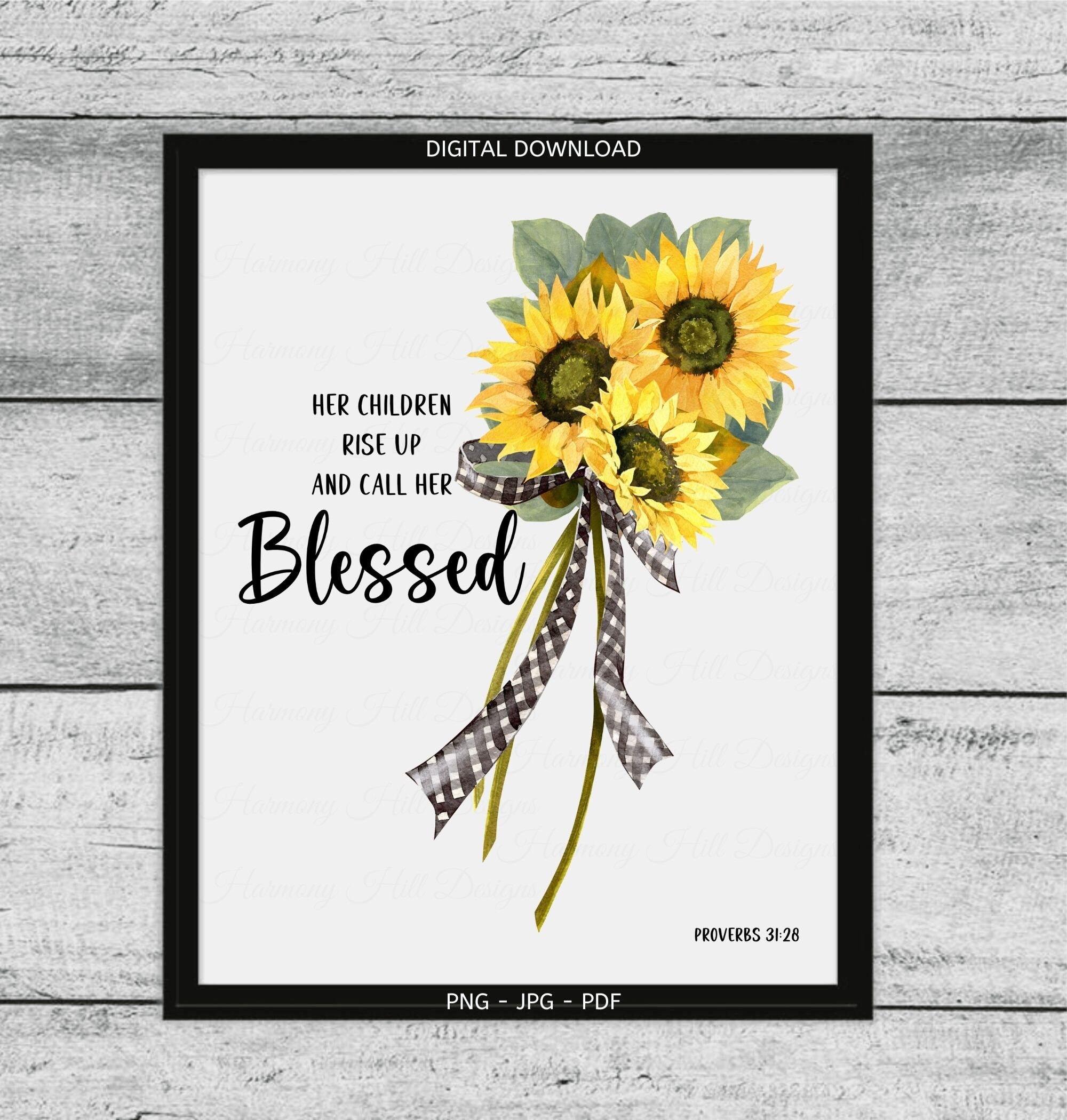 Christian Wall Decor Sunflower Printable Christian - Etsy