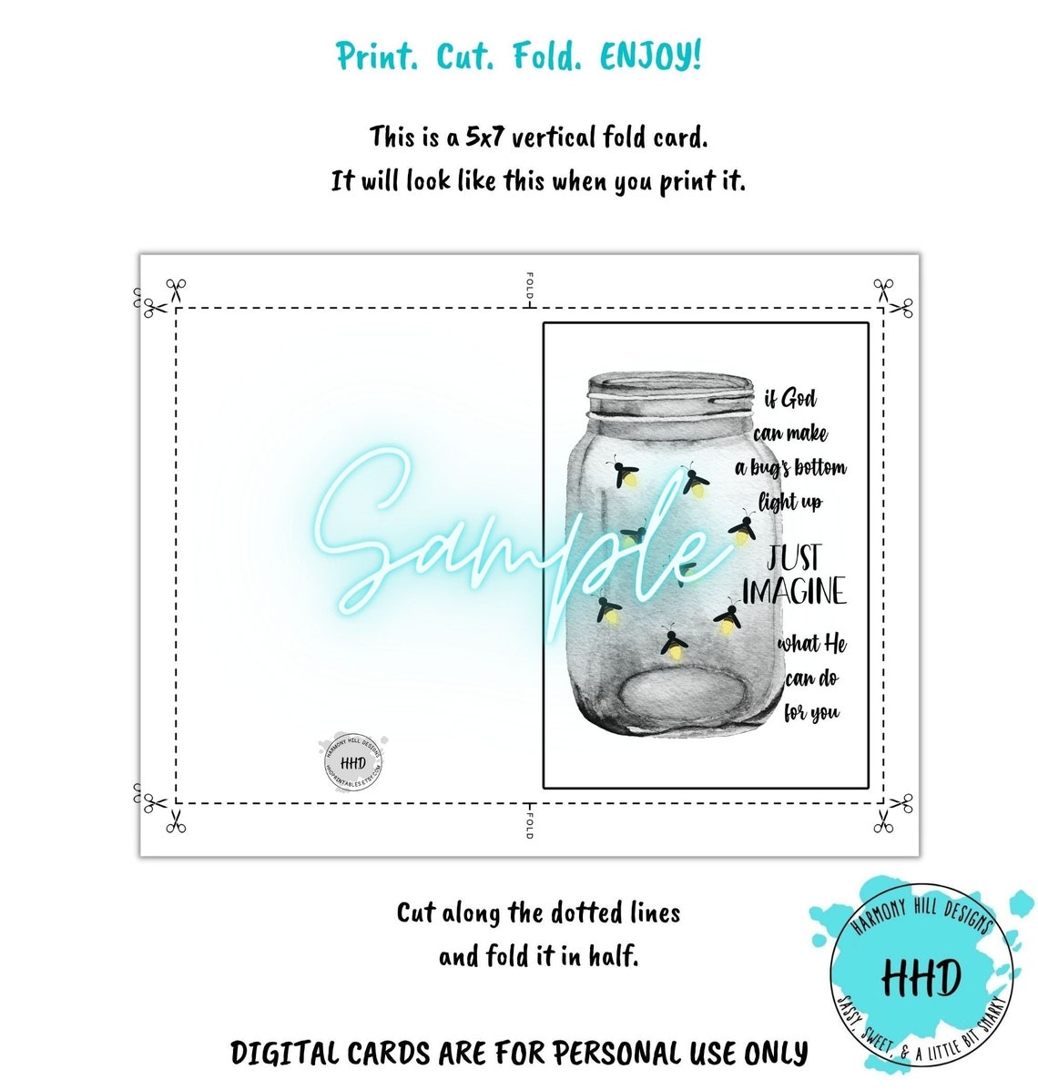 Lightning Bugs Card, Fireflies Card, 5x7 Printable Card, If God Can ...